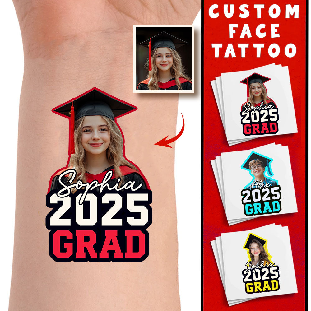 Grad Party Tattoo Gift, Custom Temporary Tattoo, Personalized Tattoo ...