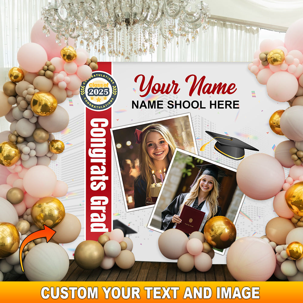 Congrats Graduation Custom Graduation Party Backdrop - Personalized Cu ...
