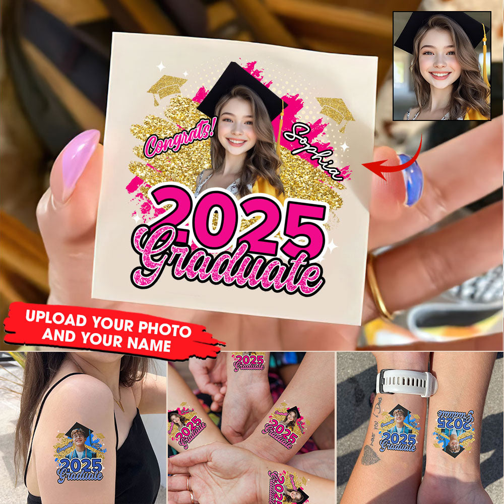 Graduate Tattoo Gift, Custom Temporary Tattoo, Personalized Tattoo, Fa ...