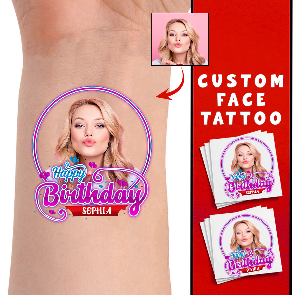 Party Tattoo For Birthday, Custom Photo And Texts Temporary Tattoo, Pe ...