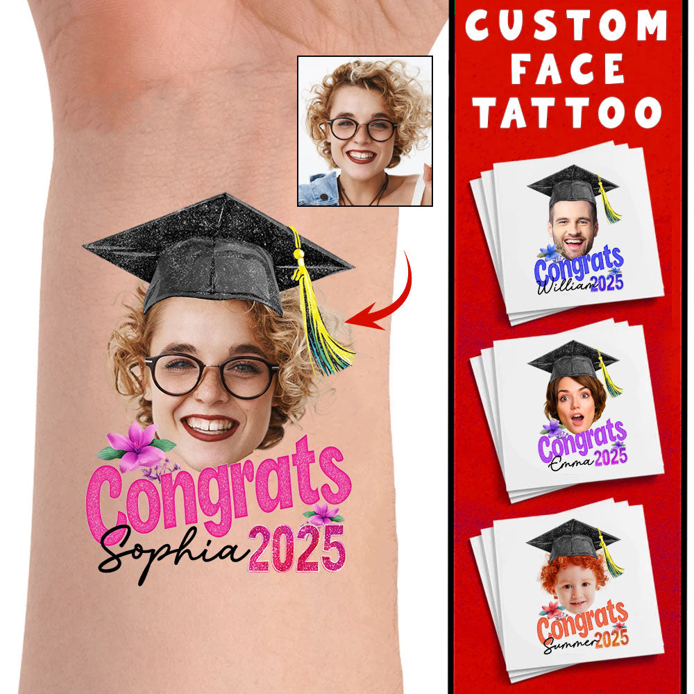 Congrats, Graduation Senior Tattoo Gift, Custom Temporary Tattoo, Pers ...