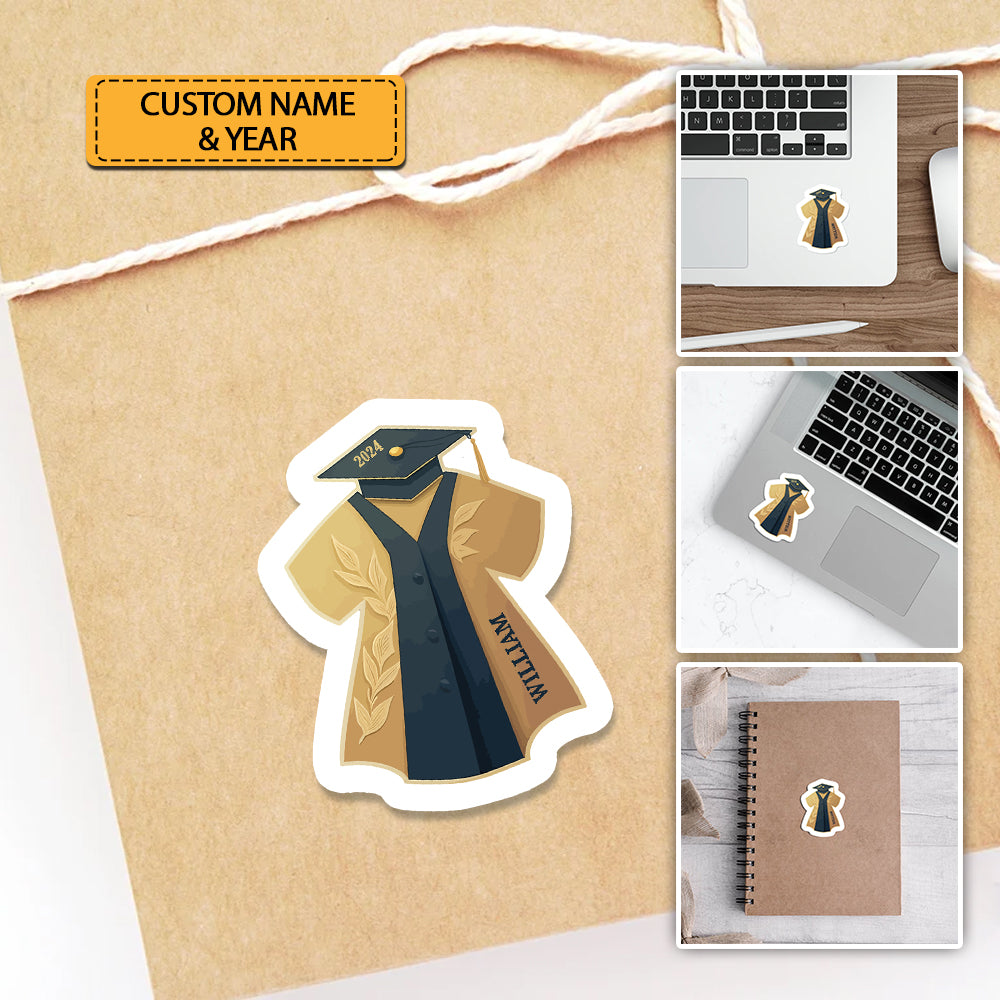 Graduation Regalia - Custom Name And Year - Personalized Sticker, Gift ...