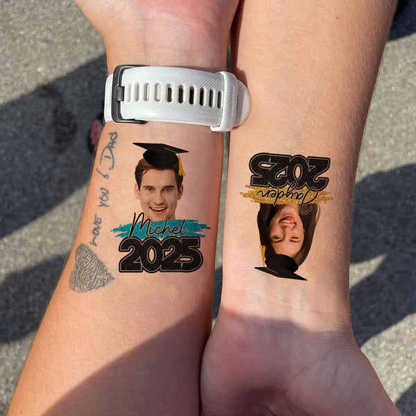 Graduation Tattoo Gift Custom Photo And Text Temporary Tattoo, Persona ...