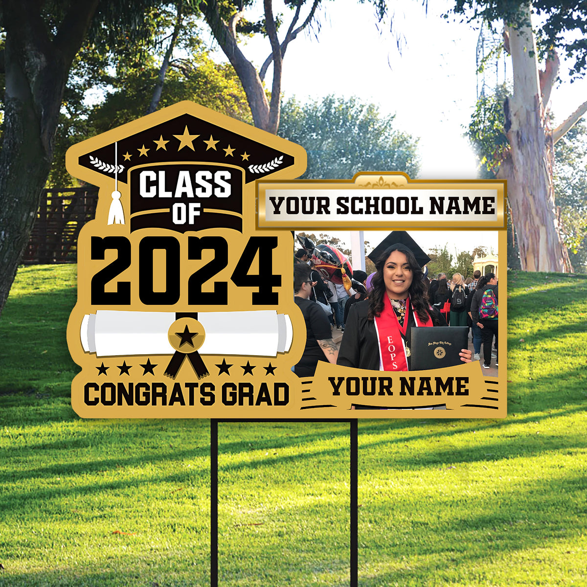 Class Of 2024 Congrats Grab - Custom Photo And Texts Graduation Lawn S ...