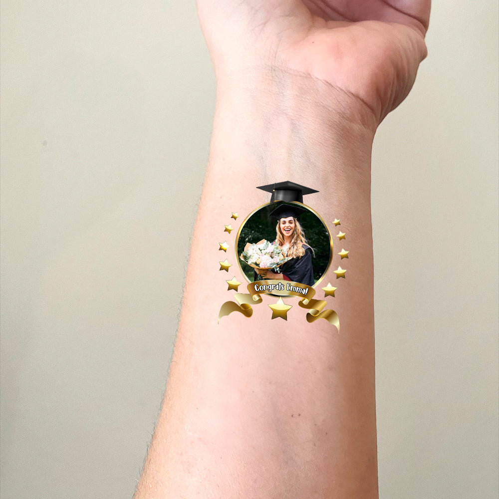 Congrats Grad Custom Color And Name Temporary Tattoo, Personalized Gra ...