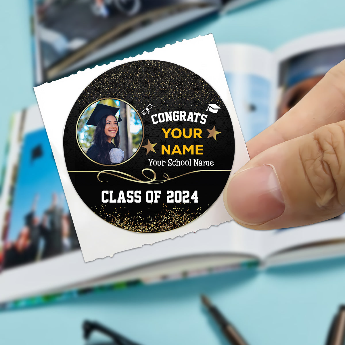 Congrats Graduation Sticker - Custom Photo And Text - Personalized Sti ...