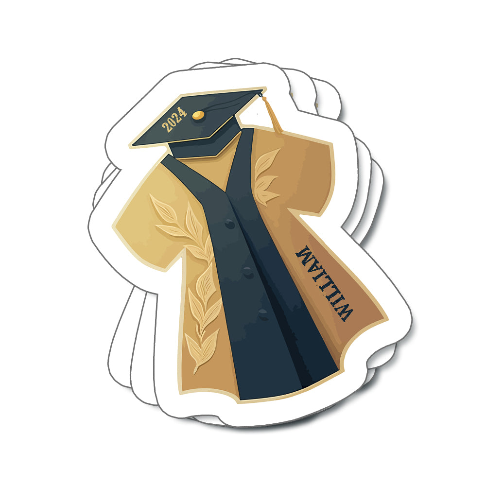 Graduation Regalia - Custom Name And Year - Personalized Sticker, Gift ...