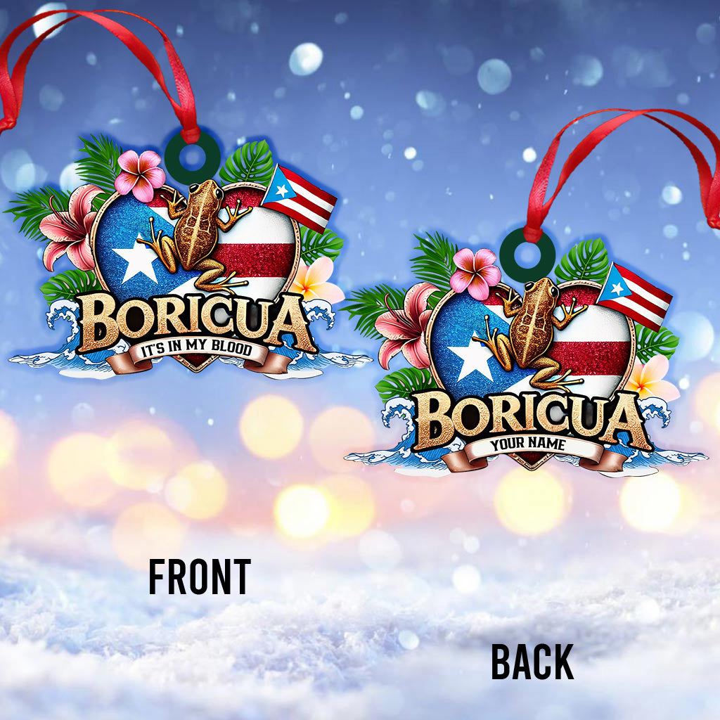 Custom Name Ornament, Boricua It's in My Blood Puerto Rican Heritage ...
