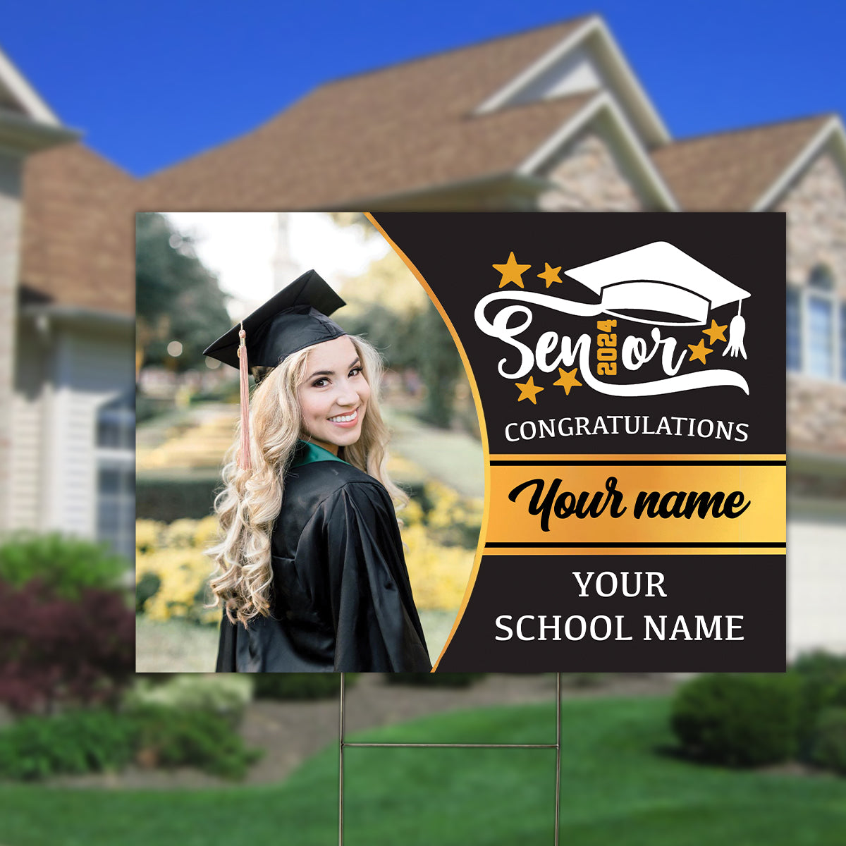 Congratulation Senior 2024, Custom Photo And Texts, Personalized Lawn ...